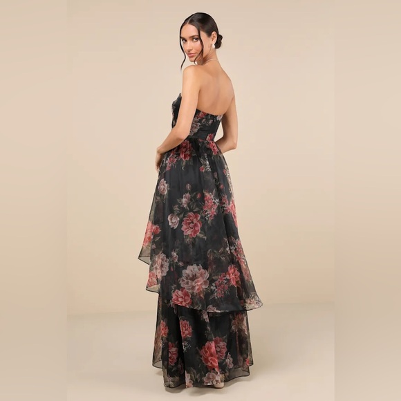 Lulus | Dresses | Lulus Truly Extraordinary Black Floral Organza ...